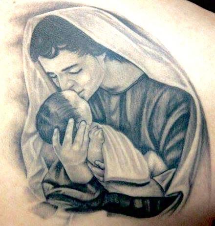 Virginia and baby Jesus by Edward Lott: TattooNOW