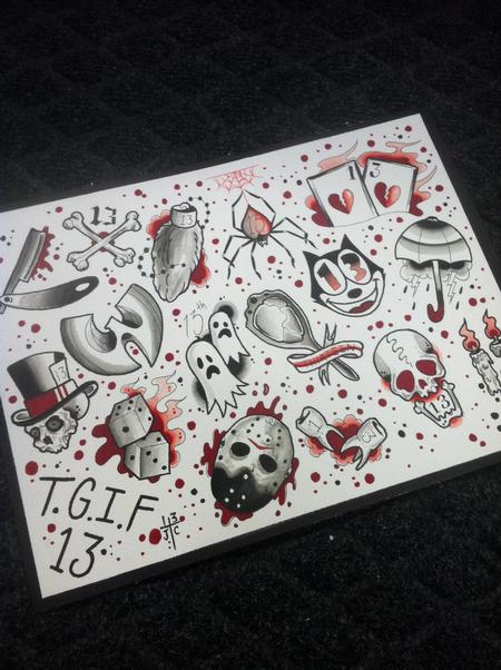 Friday the 13th Flash Sheet by Jeremy Calverley: TattooNOW