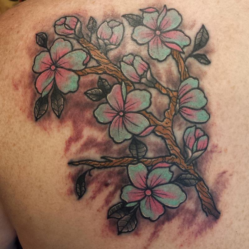 Blossom Branch Shoulder Tattoo by Jeremy Hall: TattooNOW