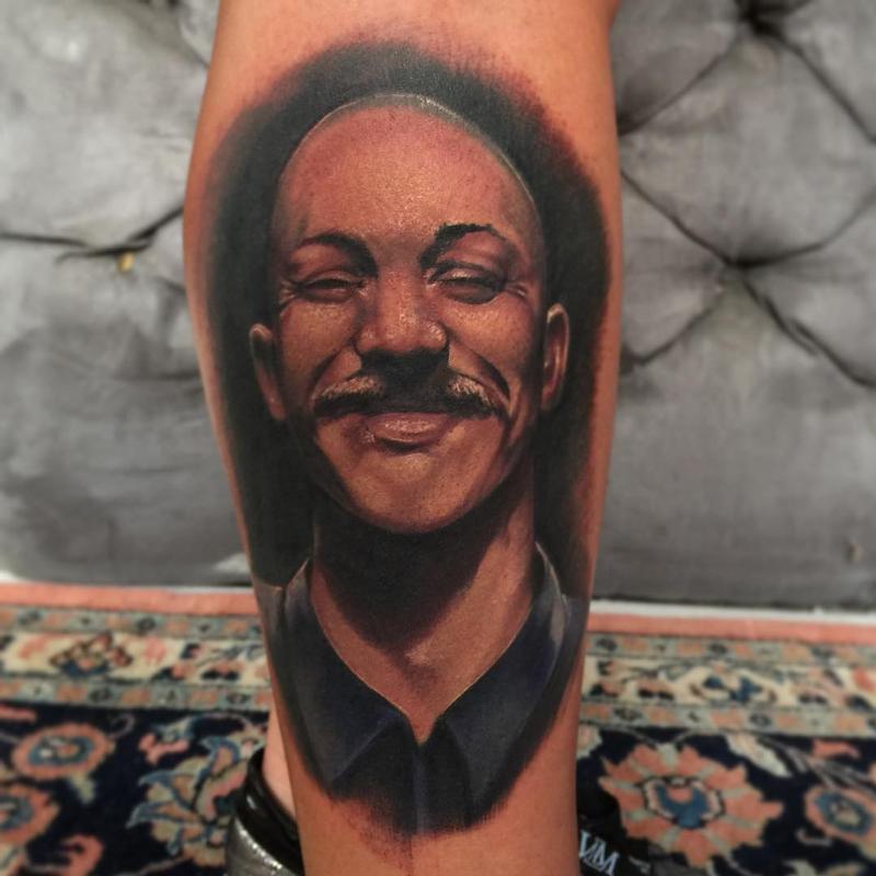 color portrait of Tom Hardy as Bronson by Killian Moon: TattooNOW