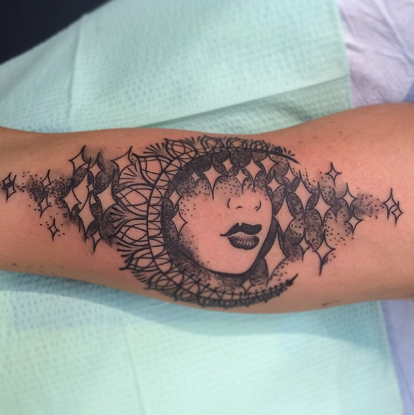 Lace Moon Face by Nickhole Arcade: TattooNOW