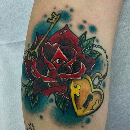 Rose and Lock Tattoo by Shari Qualls: TattooNOW