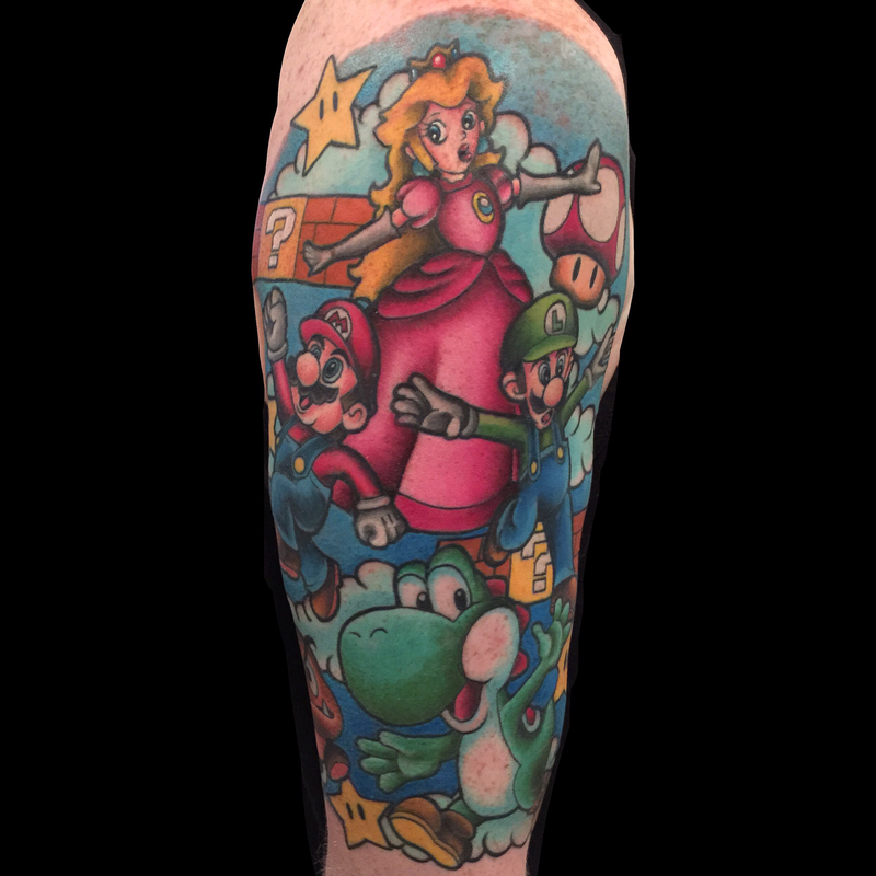 Mario Bros Tattoo Sleeve