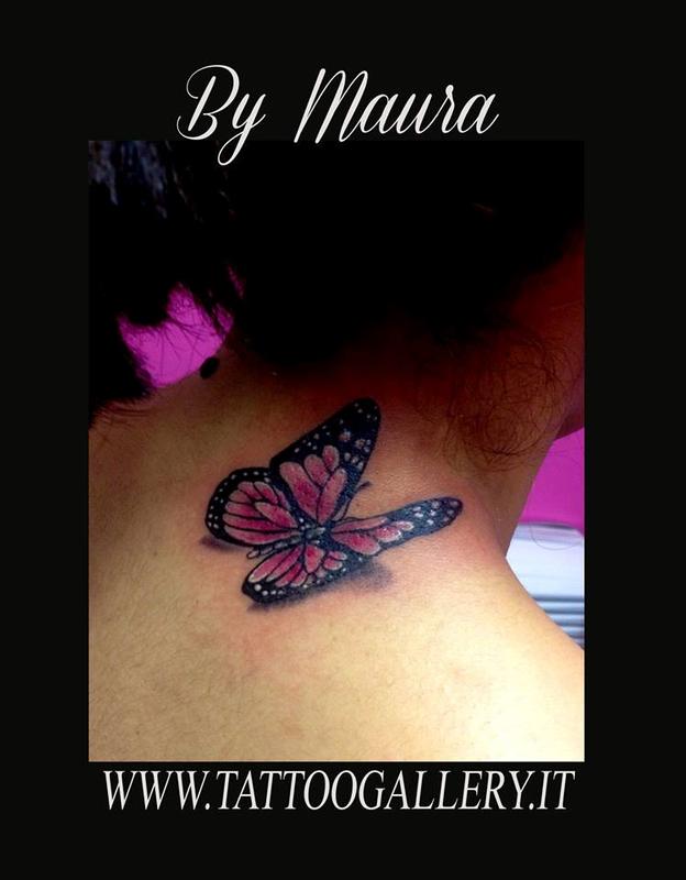 Tattoo farfalla rosa , Pink butterfly tattoo by Resident Artist Maura ...