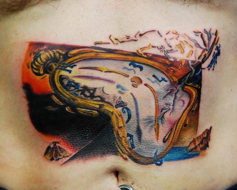 Soft Clock at Moment of Explosion by Justin Buduo: TattooNOW