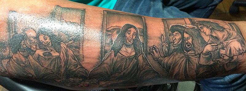 Last Supper Tattoo On Forearm