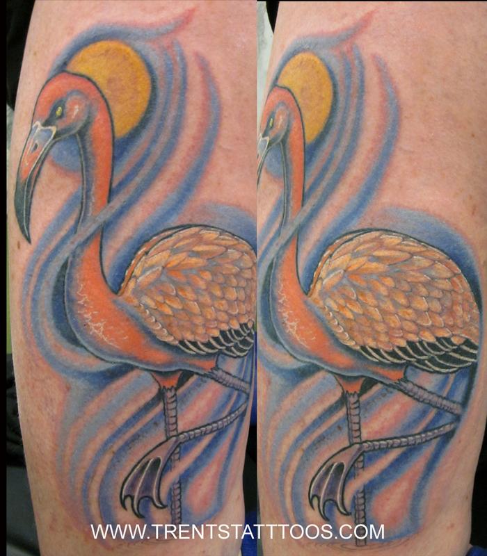 Flamingo tattoo by Trent Edwards: TattooNOW