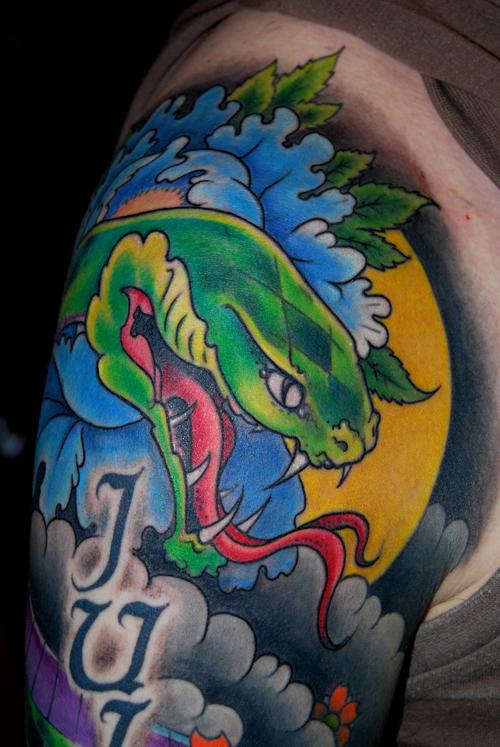 Snake Shoulder Tattoo by Bez: TattooNOW