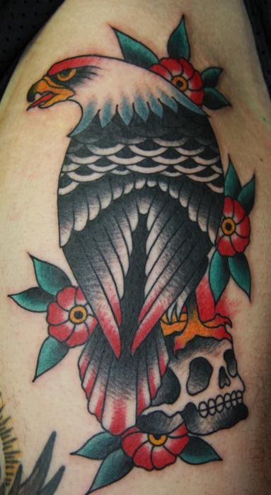 Traditional Eagle and Skull Tattoo by Ben Rorke: TattooNOW