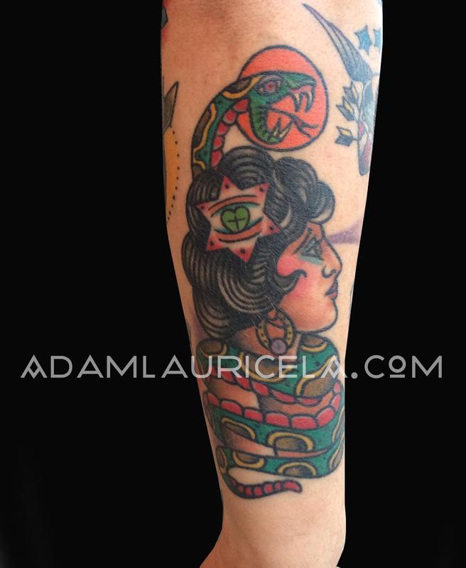 Traditional Snake Lady Tattoo by Adam Lauricella: TattooNOW