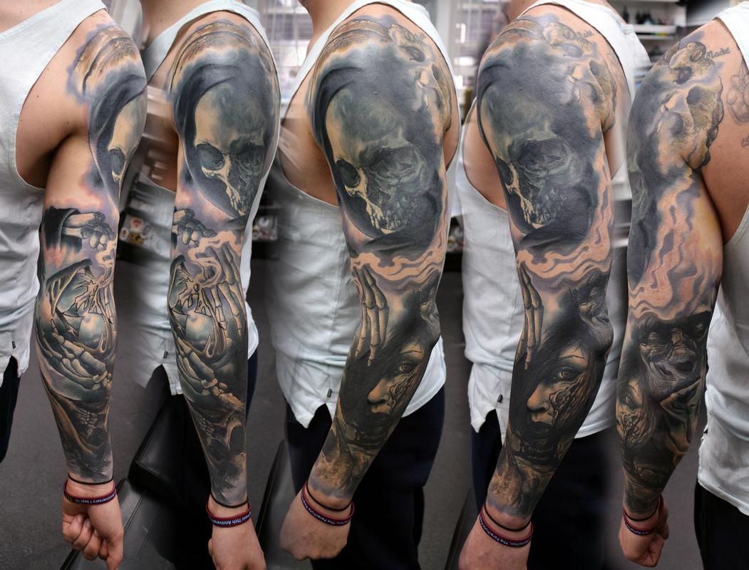 Grim Reaper / Death Sleeve Tattoo by Alan Aldred: TattooNOW