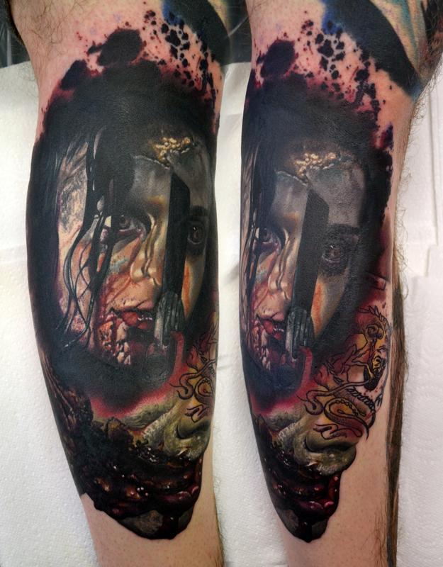 HEALED Mia Evil Dead Portrait, Continuation. by Alan Aldred: TattooNOW