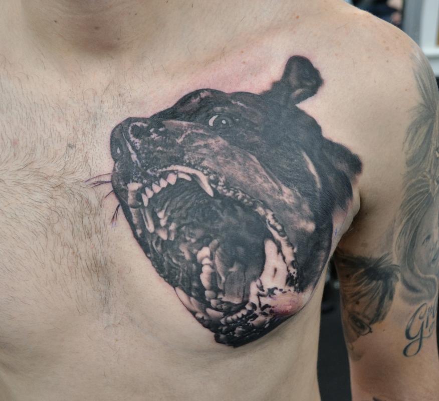 Snarling Dog Tattoo