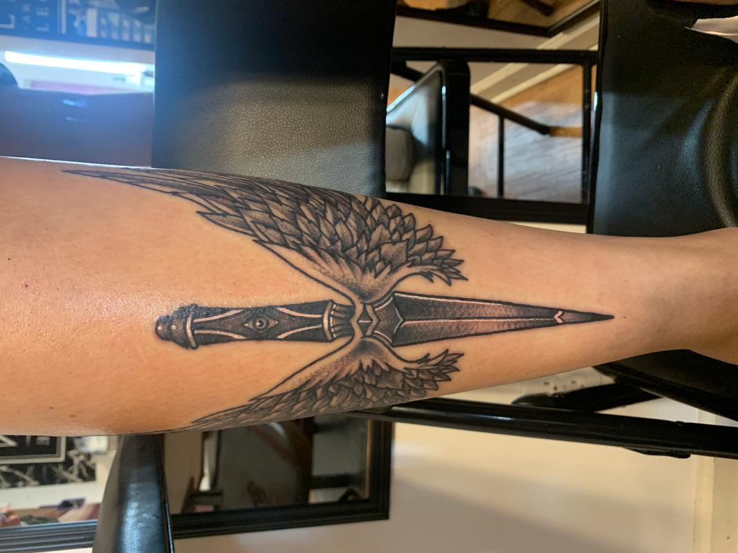 Dagger with wings by bubba underwood (PORTLAND): TattooNOW