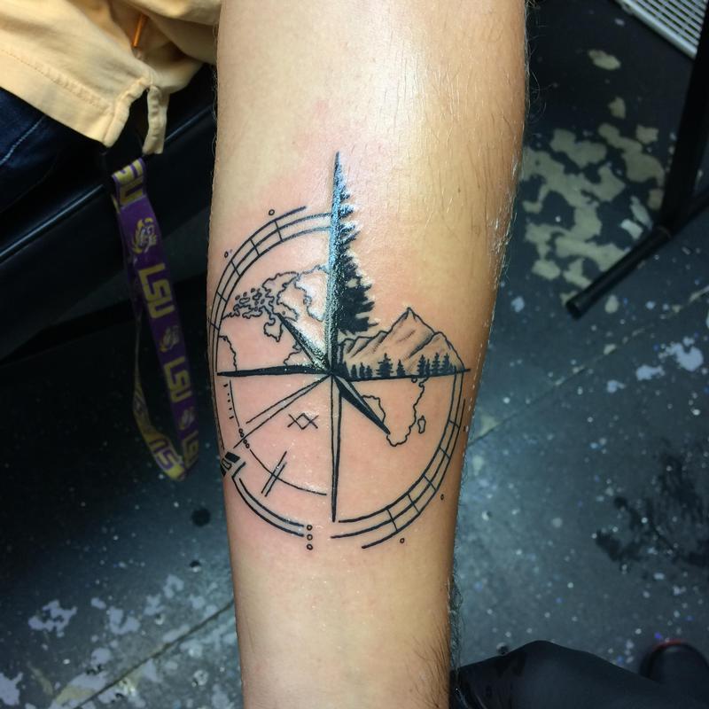 Black work custom compass by Jon Morrison (MADISON): TattooNOW