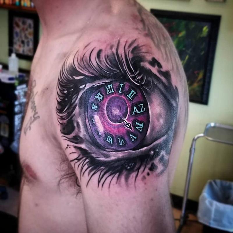 Eye and Clock by Drew Siciliano: TattooNOW