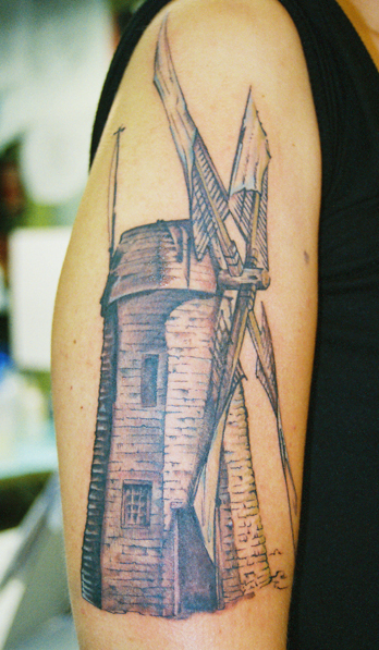 Old Dutch Windmill Tattoo