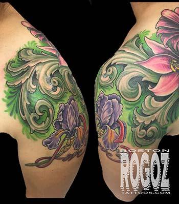 Filigree shoulder filler by Boston Rogoz: TattooNOW