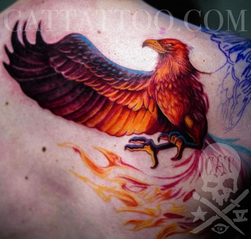 Realistic Phoenix Bird Tattoos