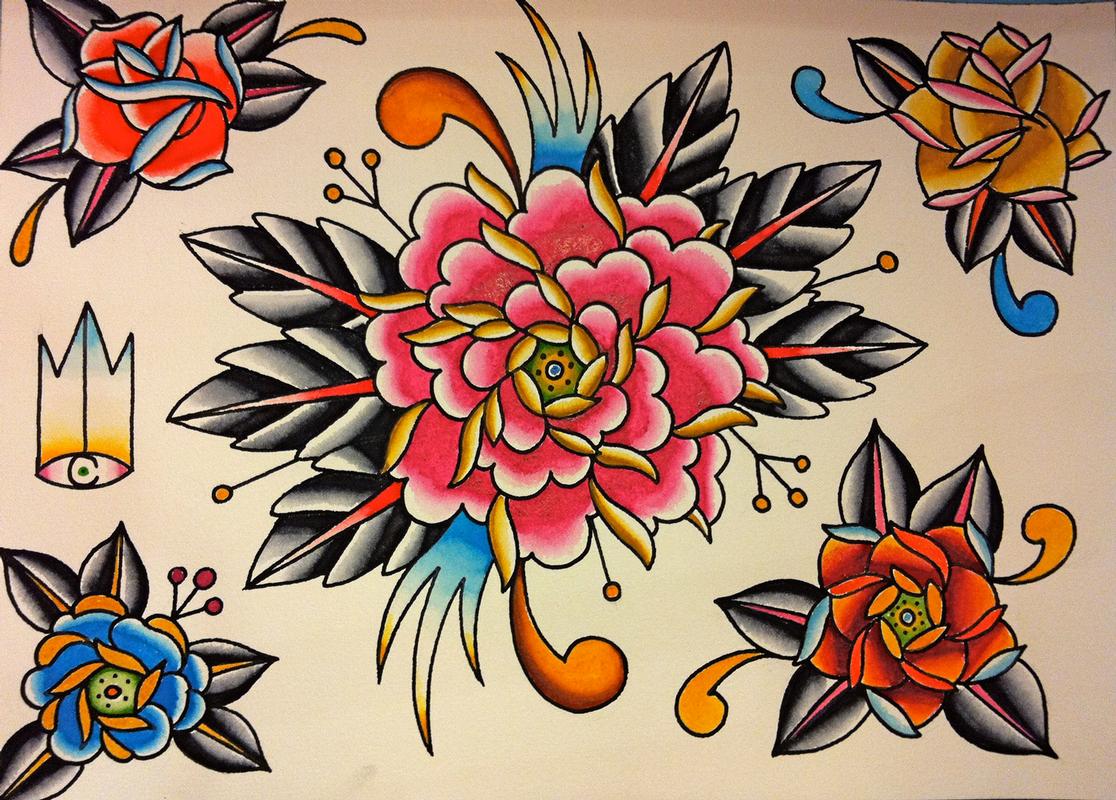 American Traditional Flower Flash