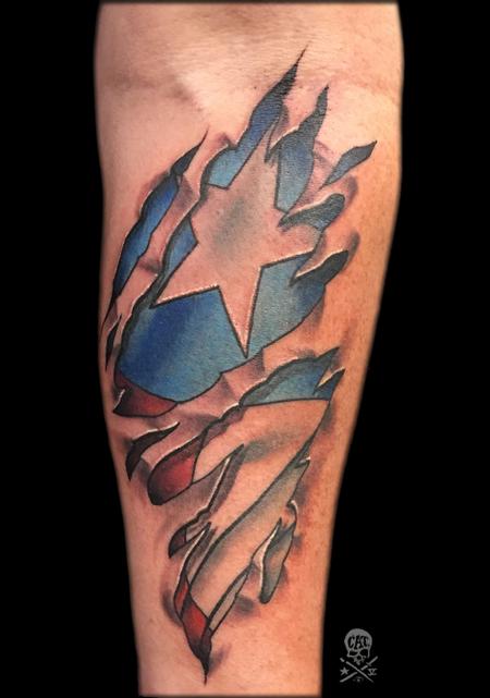Texas Flag under flesh by Memphis: TattooNOW