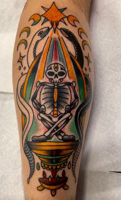Traditional Style Skeleton and Snakes by Justin Gorbey: TattooNOW