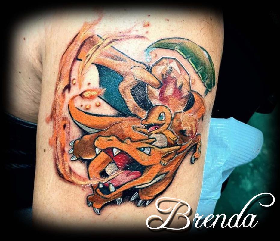 Charmander riding a Charizard by Brenda Kaye: TattooNOW
