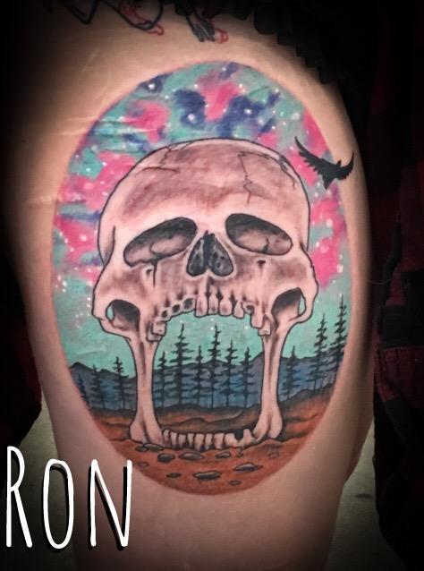 Skull Thigh Piece by Ron Goulet: TattooNOW