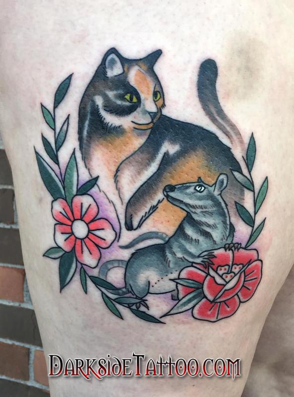Cat and Mouse Tattoo by Daniel Adamczyk: TattooNOW