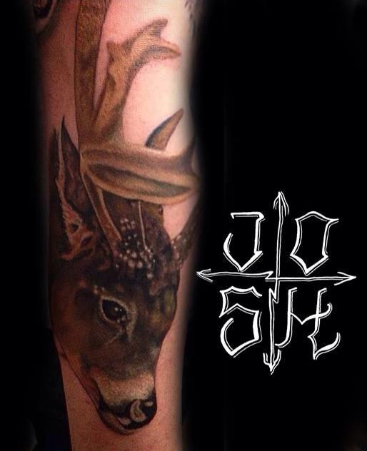 Deer And Cross Tattoo