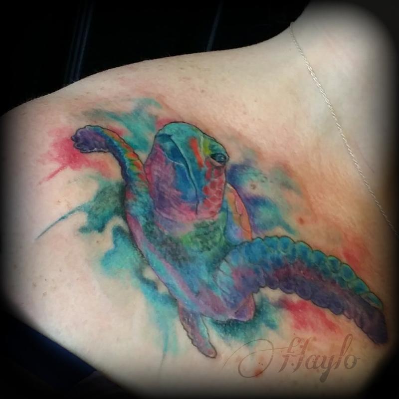 Sea Turtle Watercolor Tattoo