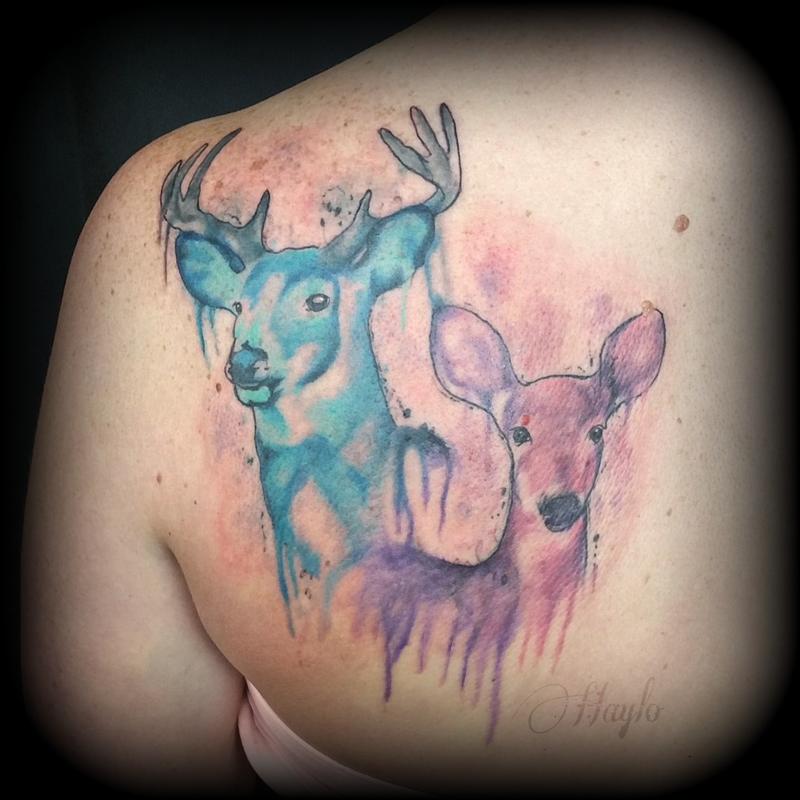 Deer / Stag Watercolor Tattoo by Haylo: TattooNOW