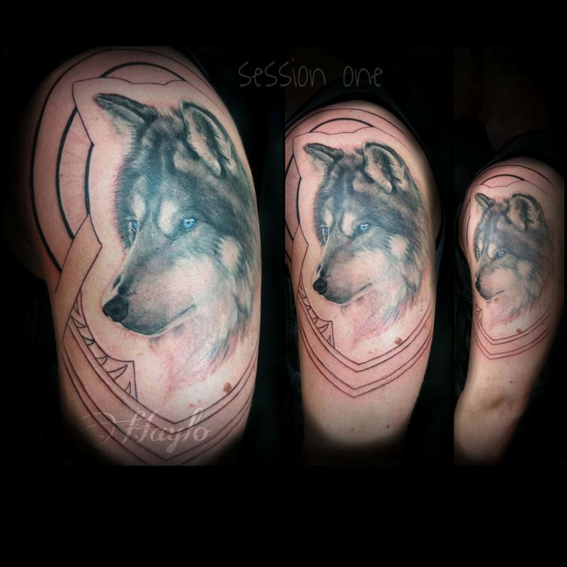 Progression of Wolf and Native american/Islander style tribal sleeve by ...