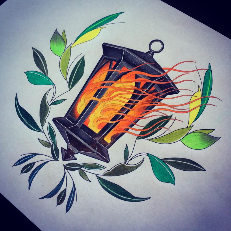 Neotraditional Lantern Tattoo Design by Makiko Komamiya: TattooNOW