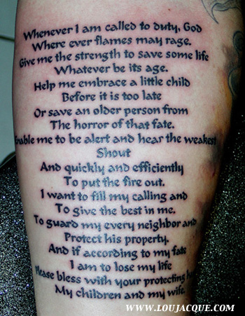 Fireman's Prayer by Lou Jacque: TattooNOW