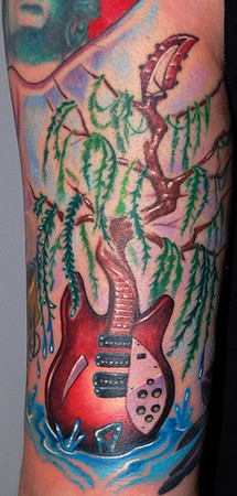 Custom Guitar/Weeping Willow Tattoo by Marvin Silva: TattooNOW