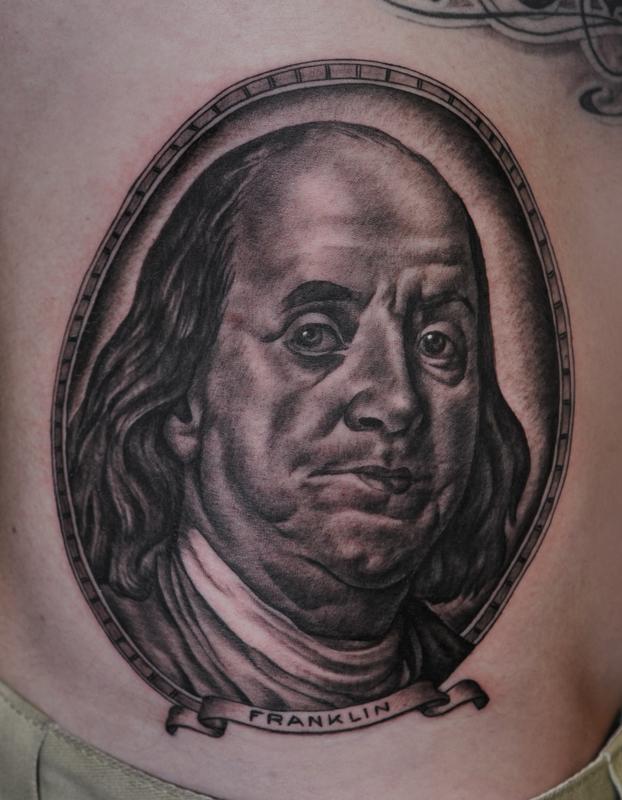 Benjamin Franklin Portrait Tattoo by Jamie Lee Parker: TattooNOW