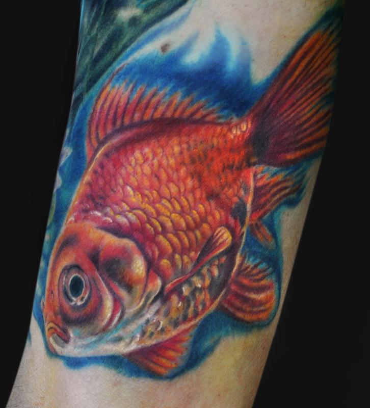 Realistic Goldfish Tattoo