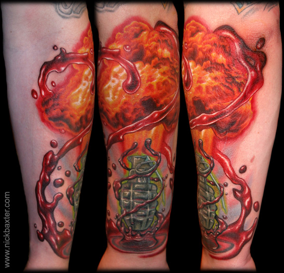 Exploding Grenade Tattoo