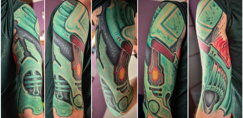 Battle tested Bio Armor by Patrick Sweeney: TattooNOW