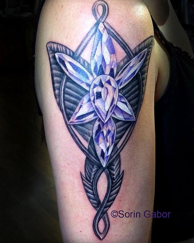 realistic color Evenstar necklace from LOTR tattoo by Sorin Gabor ...