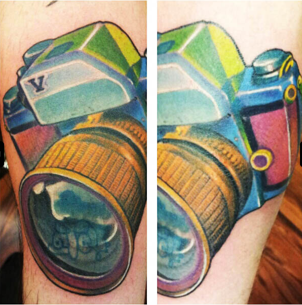 Stylized Camera Tattoo by Anthony Ortega: TattooNOW